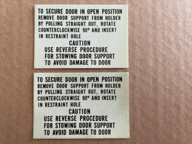 Door Operation Placards. New Old Stock.
