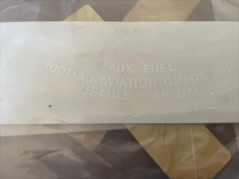 Cessna Placard "100/130 Aviation Fuel Aux Fuel Useable 48 Gallons. New.